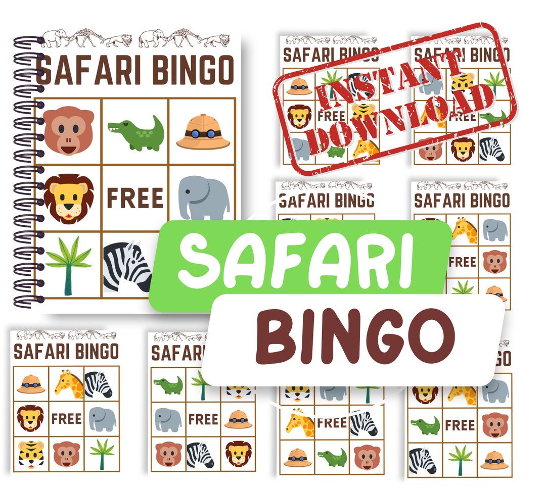 Kids Bingo Safari Winter Printable Instant Download Birthday Games ...