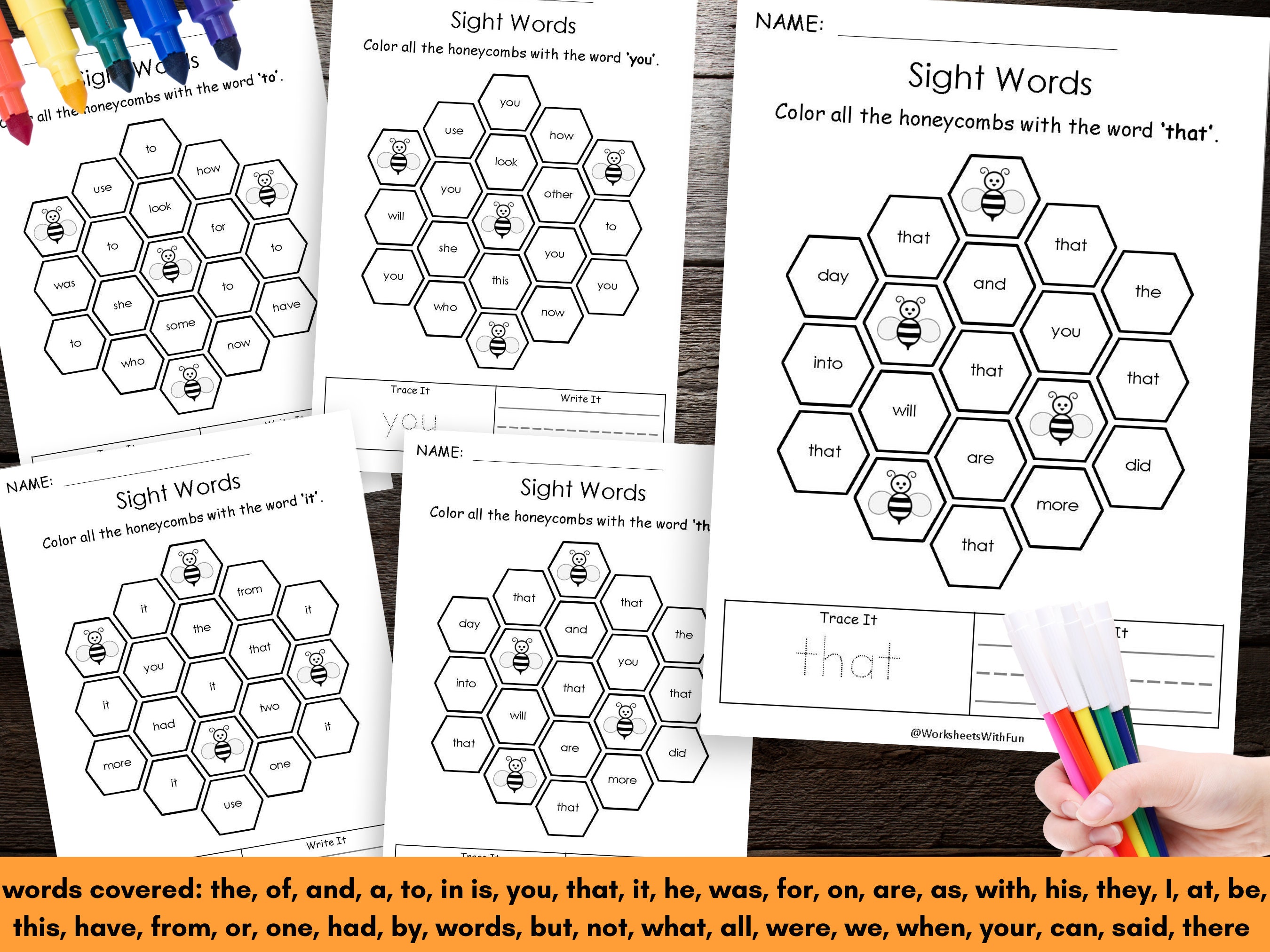 100 Sight Words Worksheet Printable Instant Download - Etsy