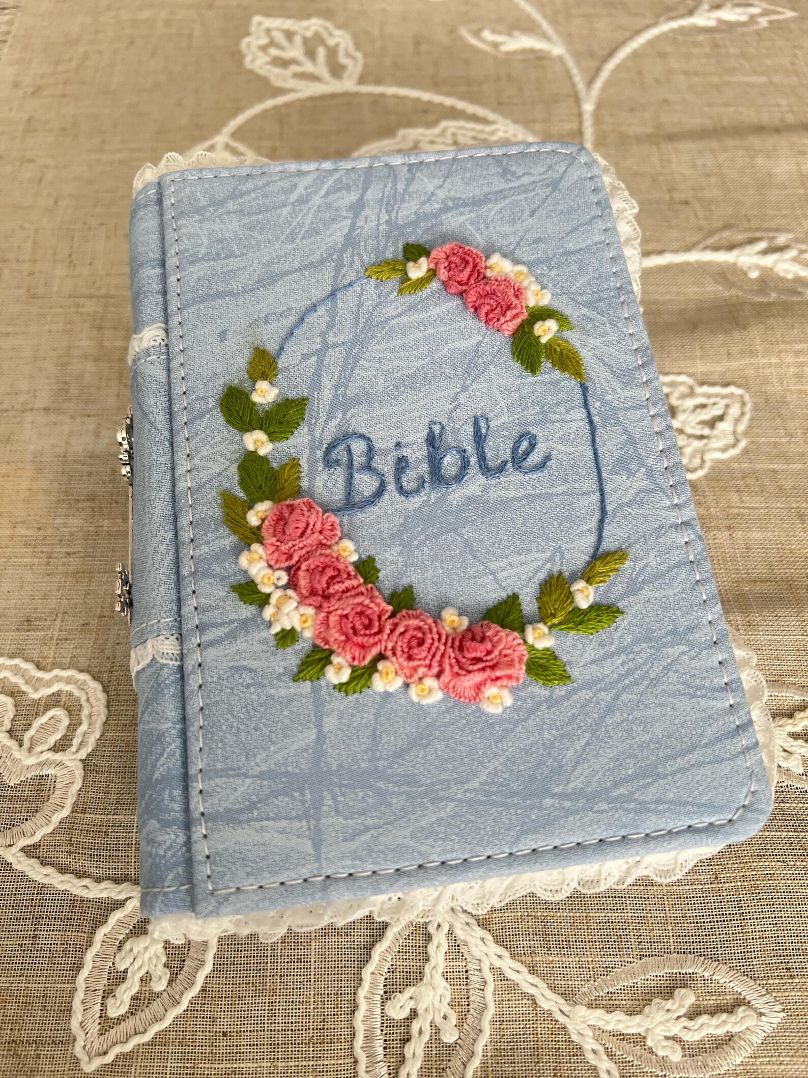 Holy Bible, Embroidery Bible Cover, Christian Gift for Her, ESV Church ...
