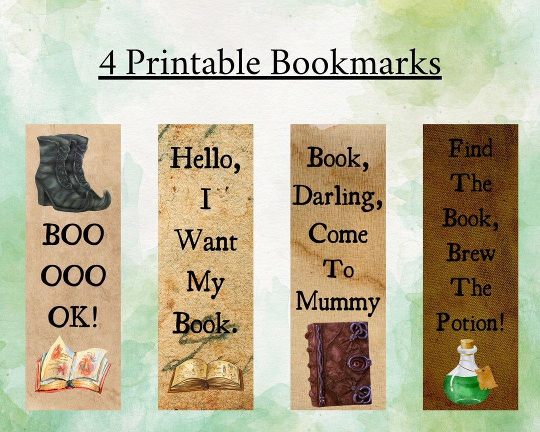 Hocus Pocus Bookmarks Set Gift for Book Lovers Instant Digital Download ...
