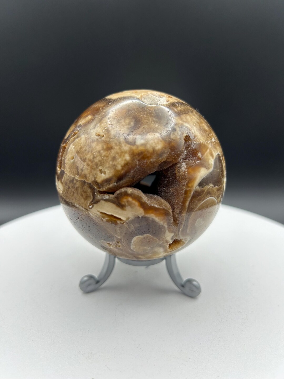 Cherry Blossom Amber Quartz Sphere With Druzy Pockets (2.5" Diameter ...