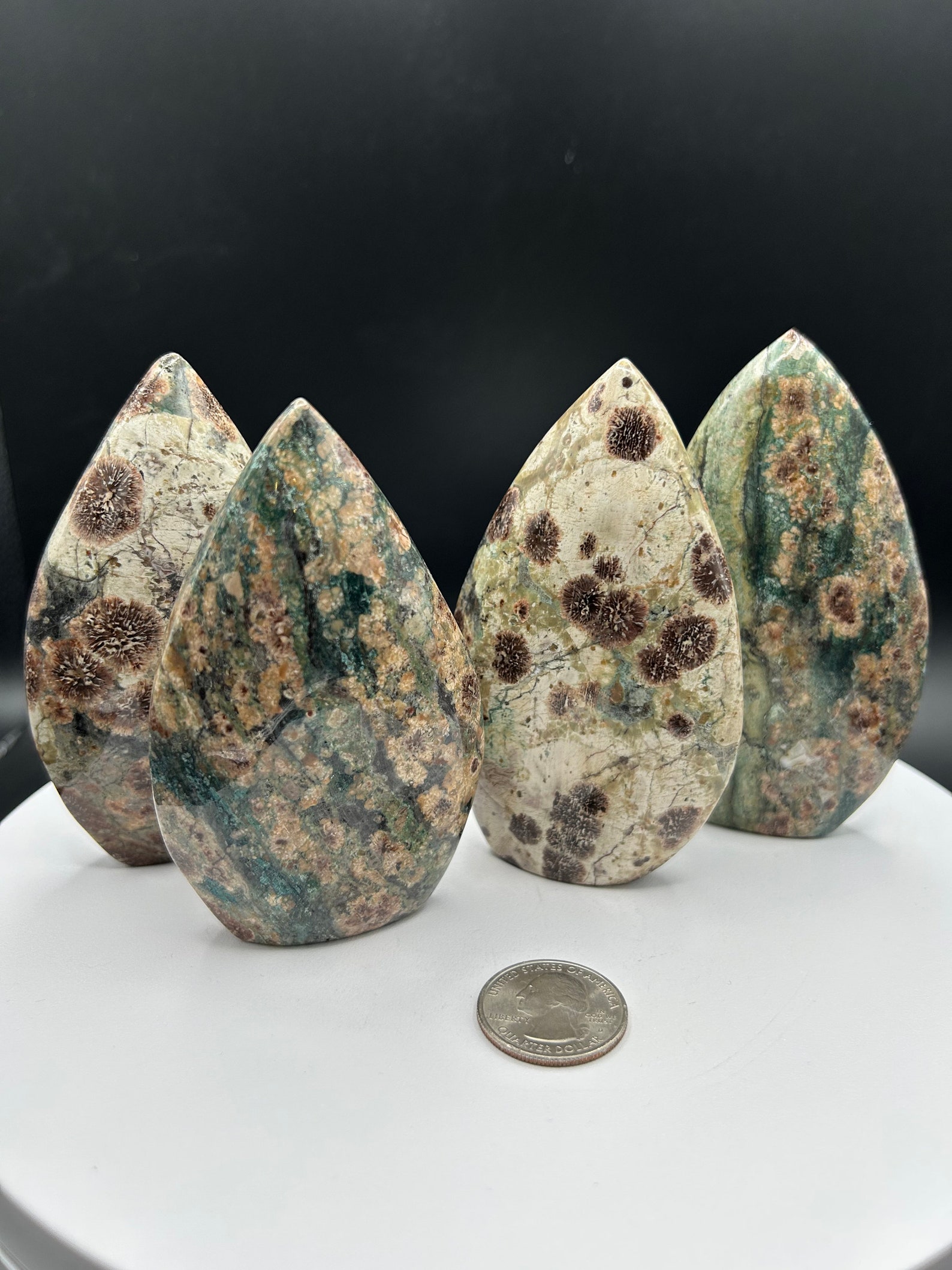Polished Rhyolite Green Flower Jasper Freeform Points - Etsy