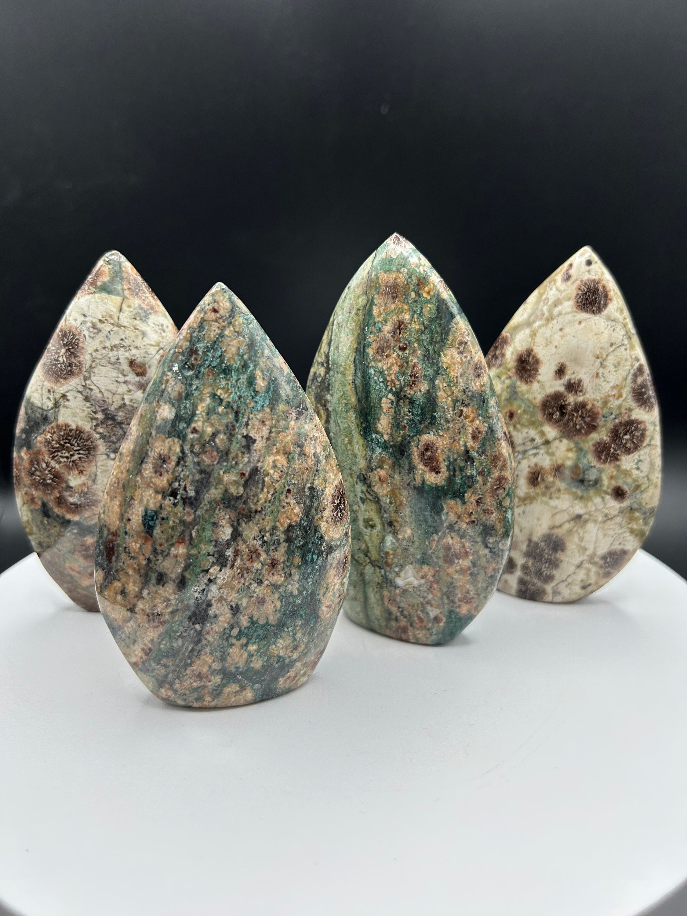 Polished Rhyolite Green Flower Jasper Freeform Points - Etsy