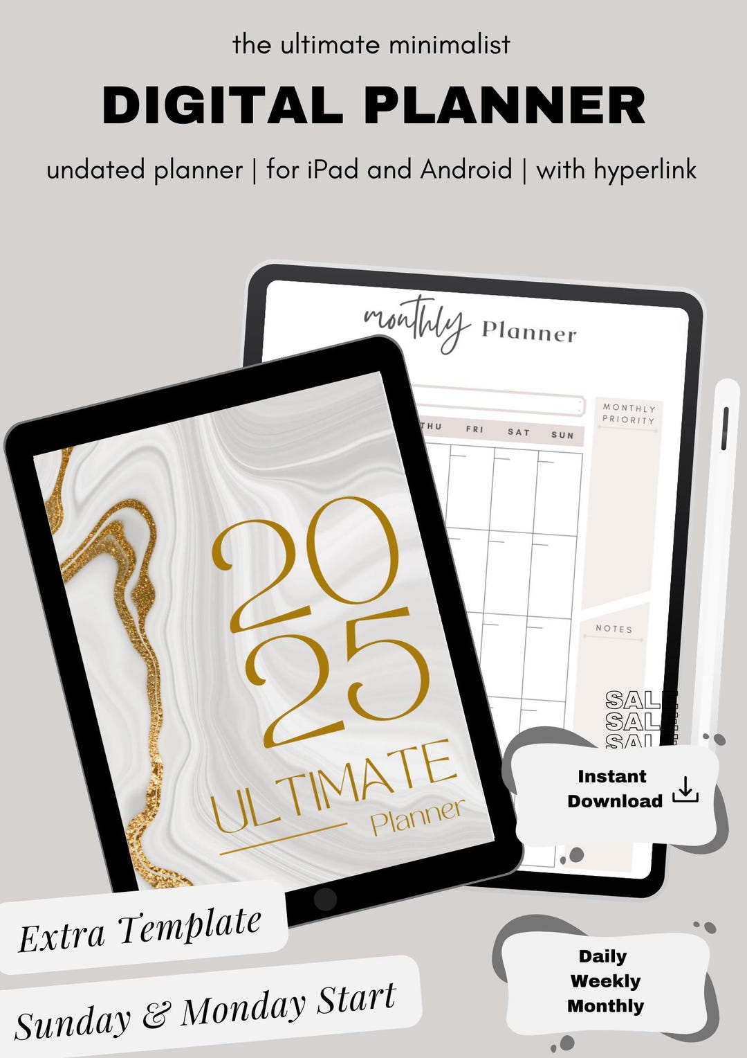 Undated Digital Planner,ipad & Android Planner, Goodnotes Planner ...