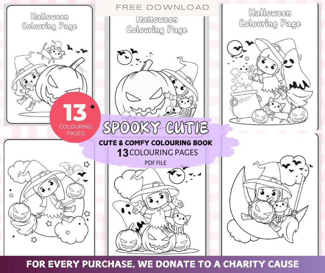 Spooky Hygge Coloring Pages 13 Cute & Cozy Halloween Pages Set One PDF ...