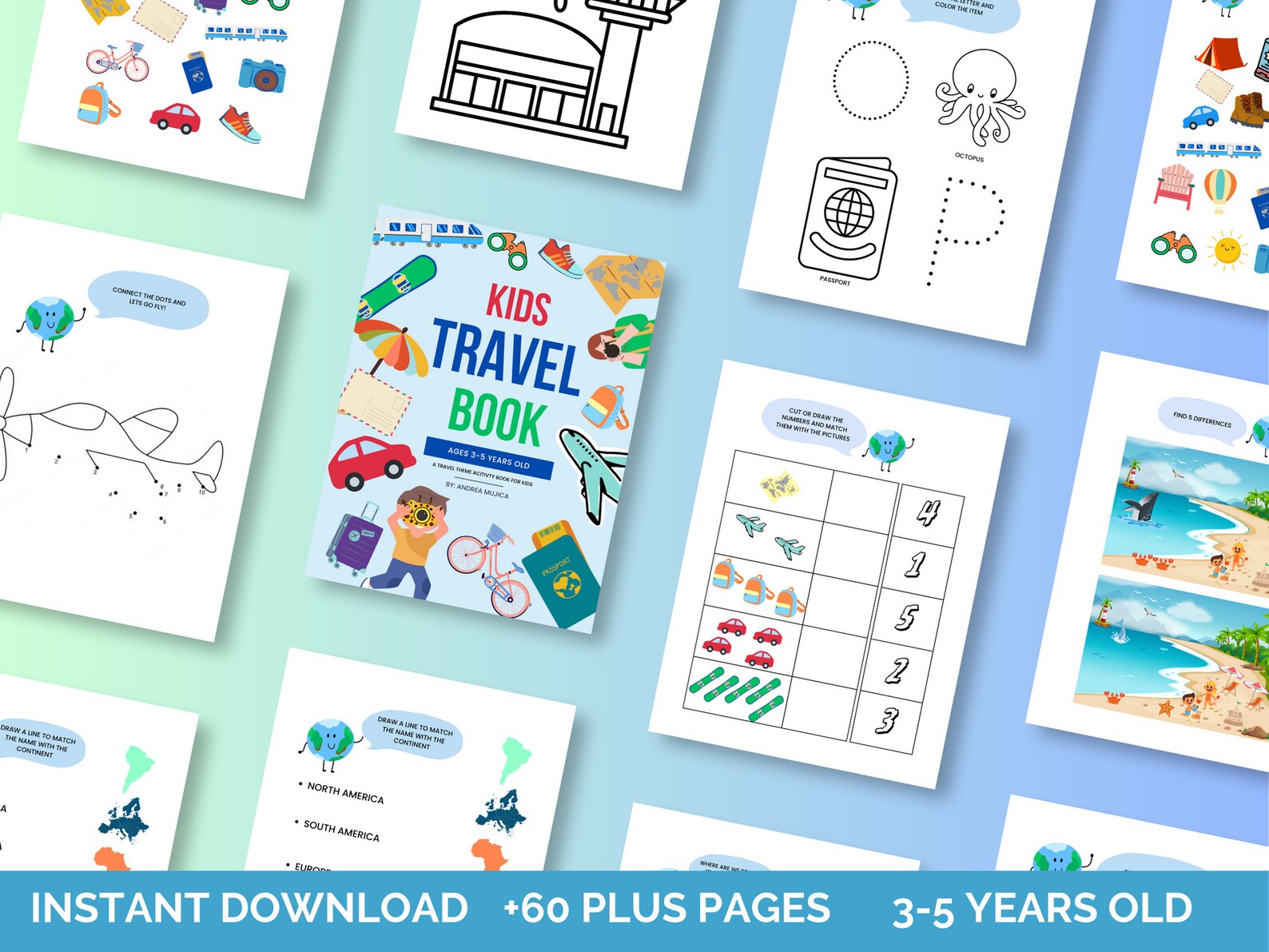 Kids Travel Activity Book: Ages 3-5 Activity Book, Toddler Activity ...