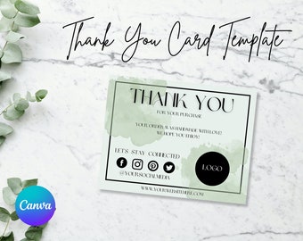 Editable Thank You Card, Canva Template, Small Business Thank You Card ...