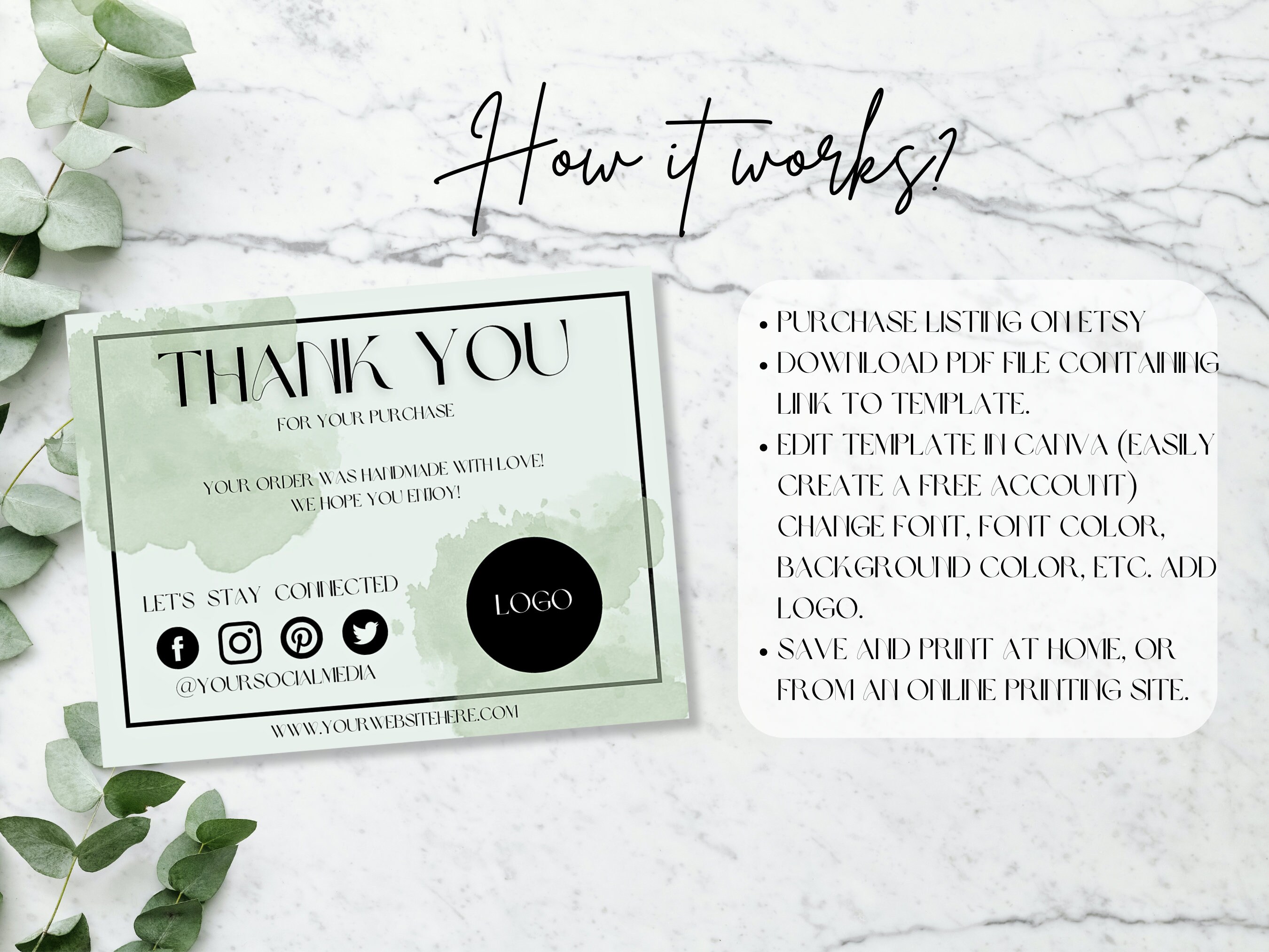 Canva Thank You Card, Canva Thank You Card Template, Small Business ...