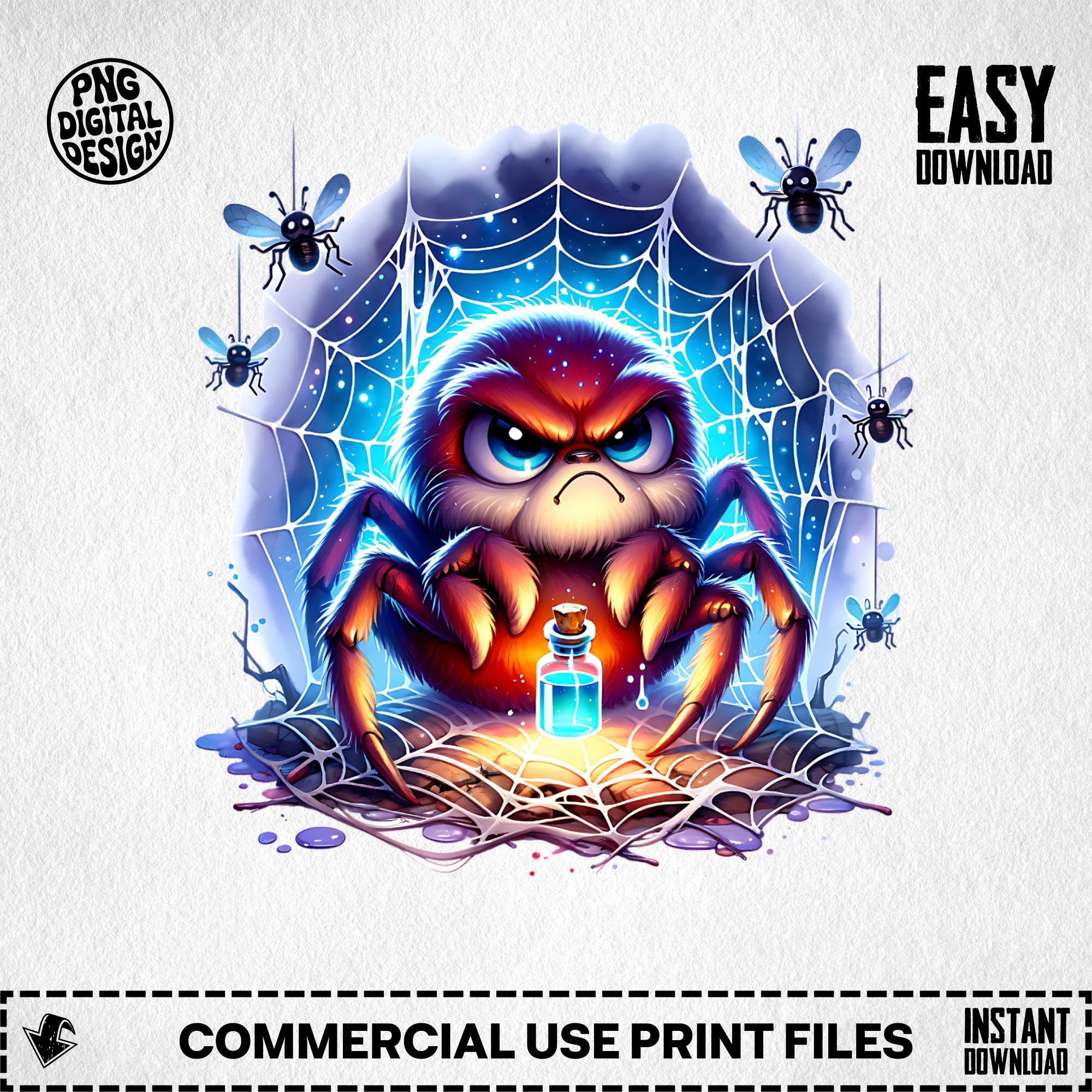 Grumpy Spider PNG: Halloween Clipart, Commercial Use (digital Download ...