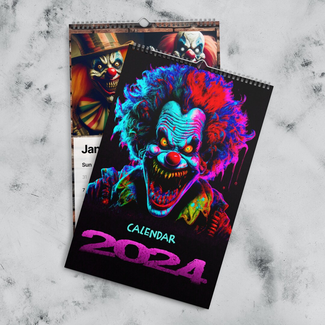 Creepy Scary Clowns Wall Calendar for 2024 Spooky Horror Vintage Circus ...