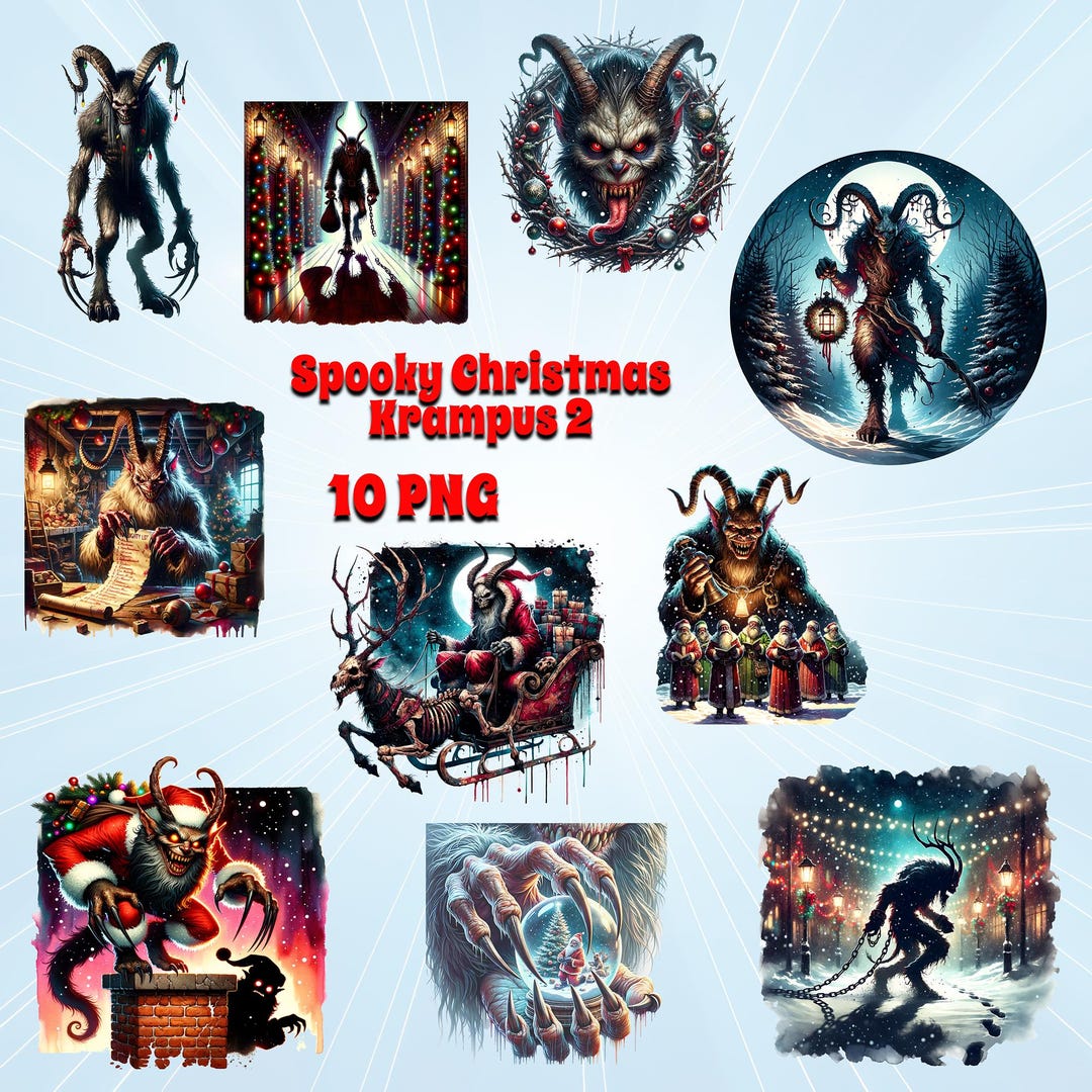 Spooky Christmas Krampus PNG Bundle, Creepy Festive Designs (digital ...
