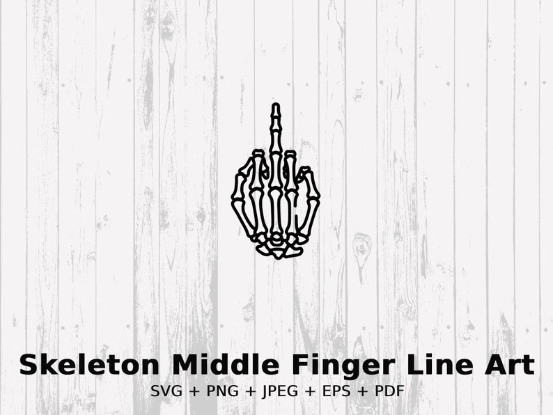Detailed Skeleton Middle Finger Line Art, Digital Downloadable Print ...