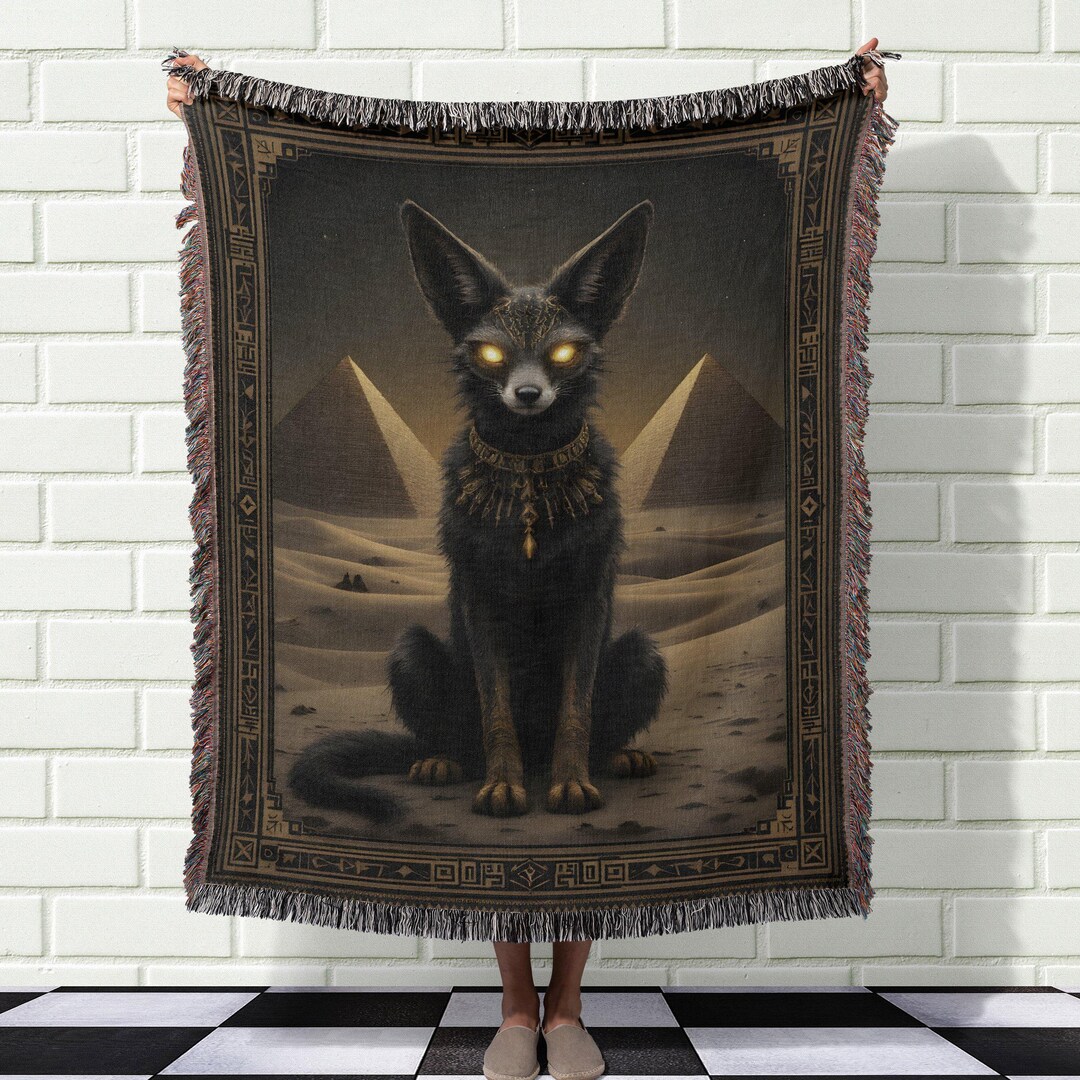 Mystical Anubis Cat Woven Throw Blanket, Egyptian Decor - Etsy