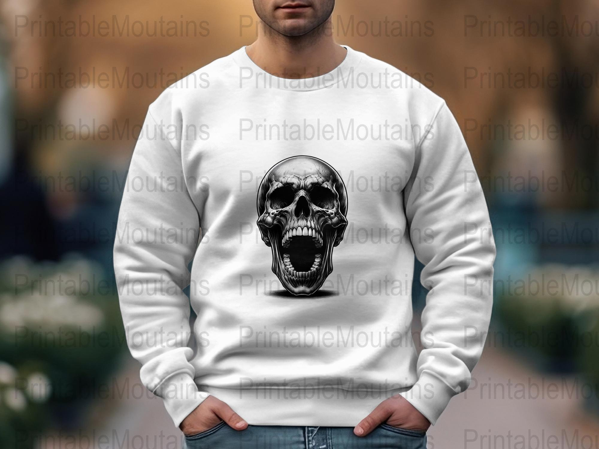 Screaming Skull Pencil Drawing Artwork, Digital Download, Goth Art ...