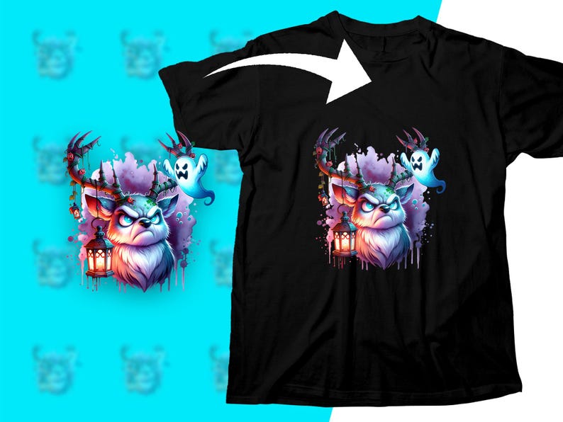 Spooky Reindeer Ghost Halloween PNG, Grumpy Deer Clipart (digital ...