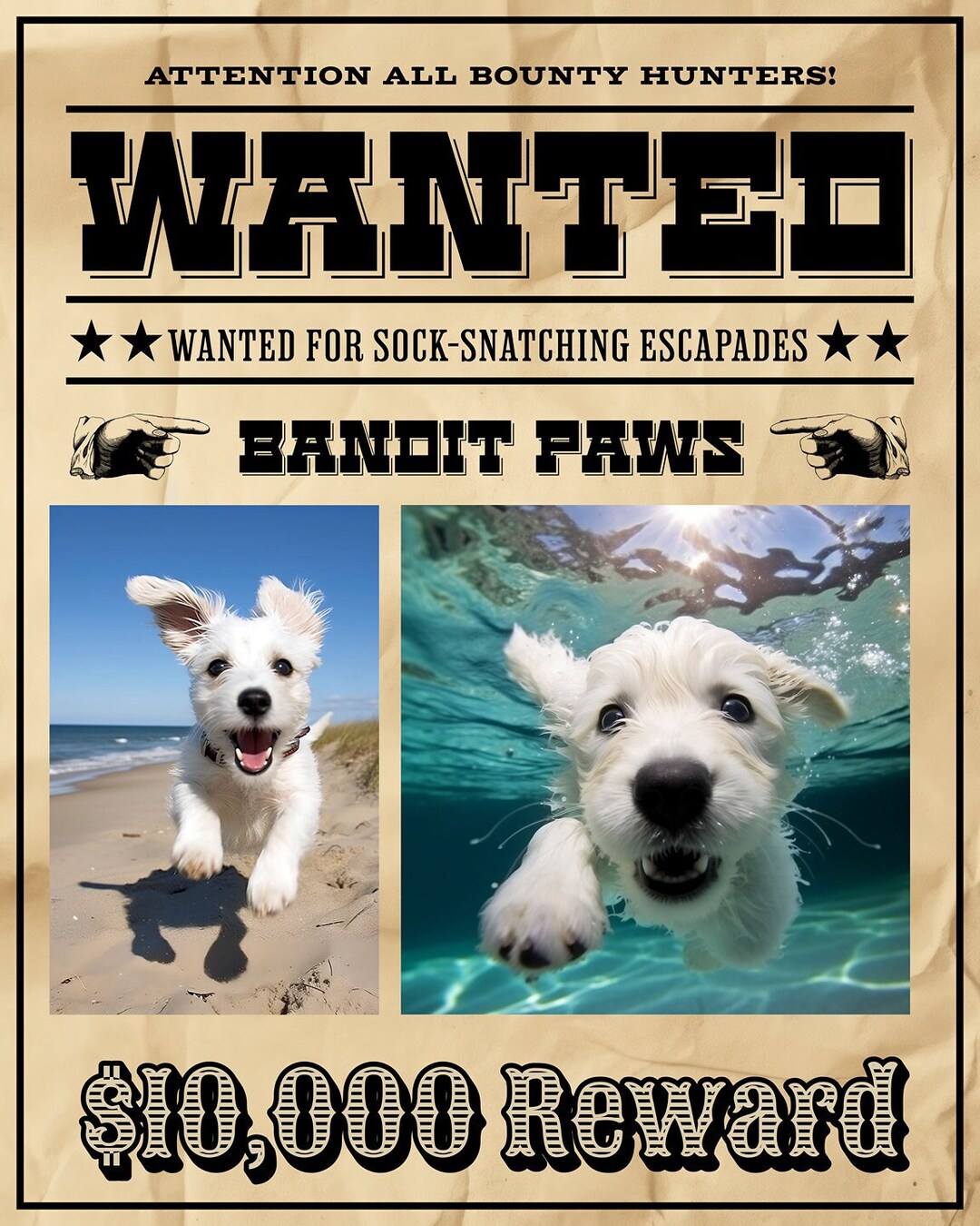 Personalized Wanted Dead or Alive Digital Poster Custom Photos Collage ...