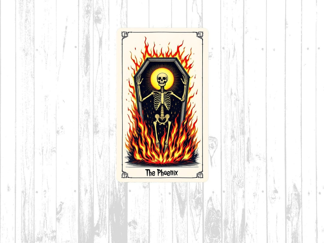 Phoenix Tarot Card: Fiery Skeletal Design (digital Download) - Etsy
