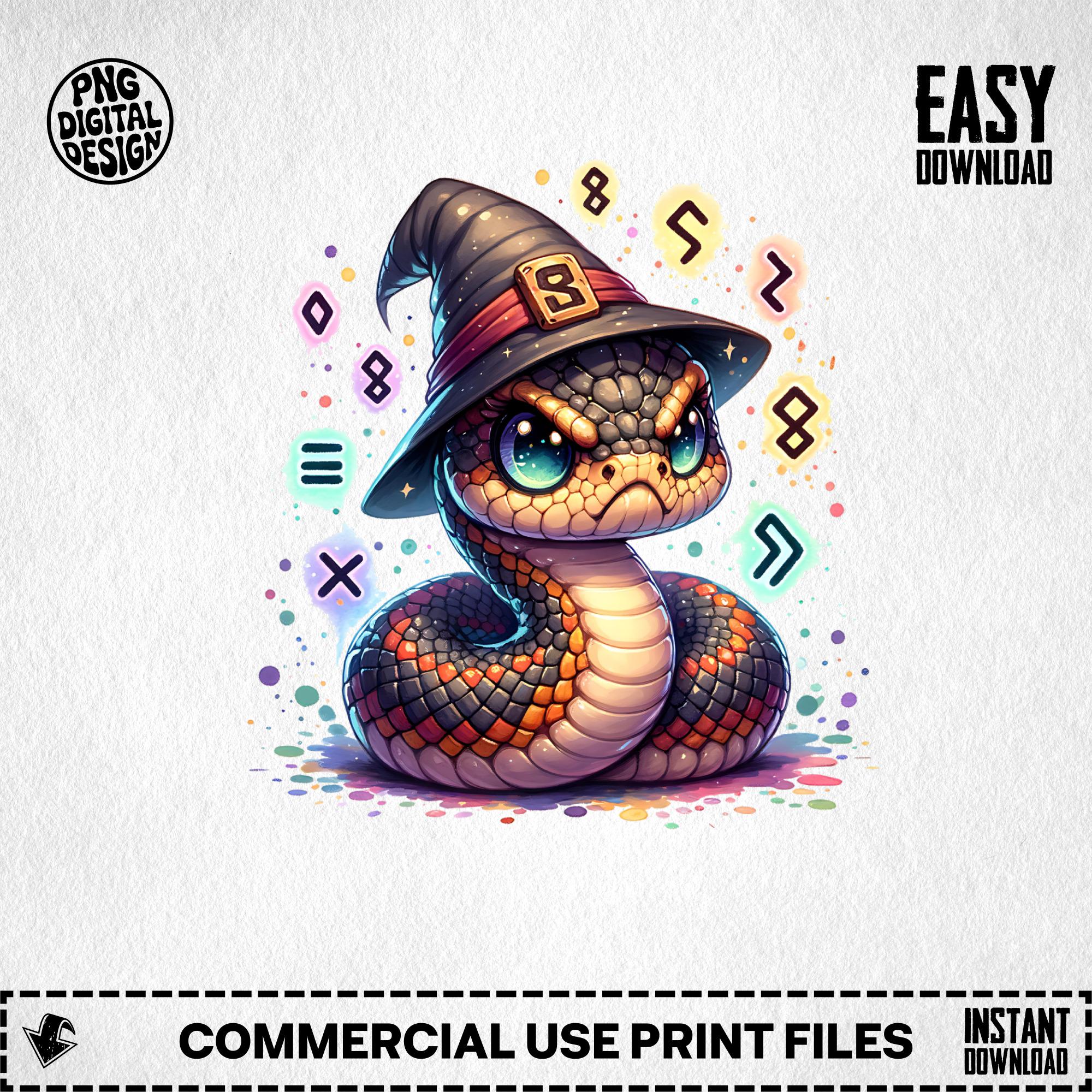 Grumpy Snake Wizard PNG, Cartoon Halloween Clipart (digital Download ...