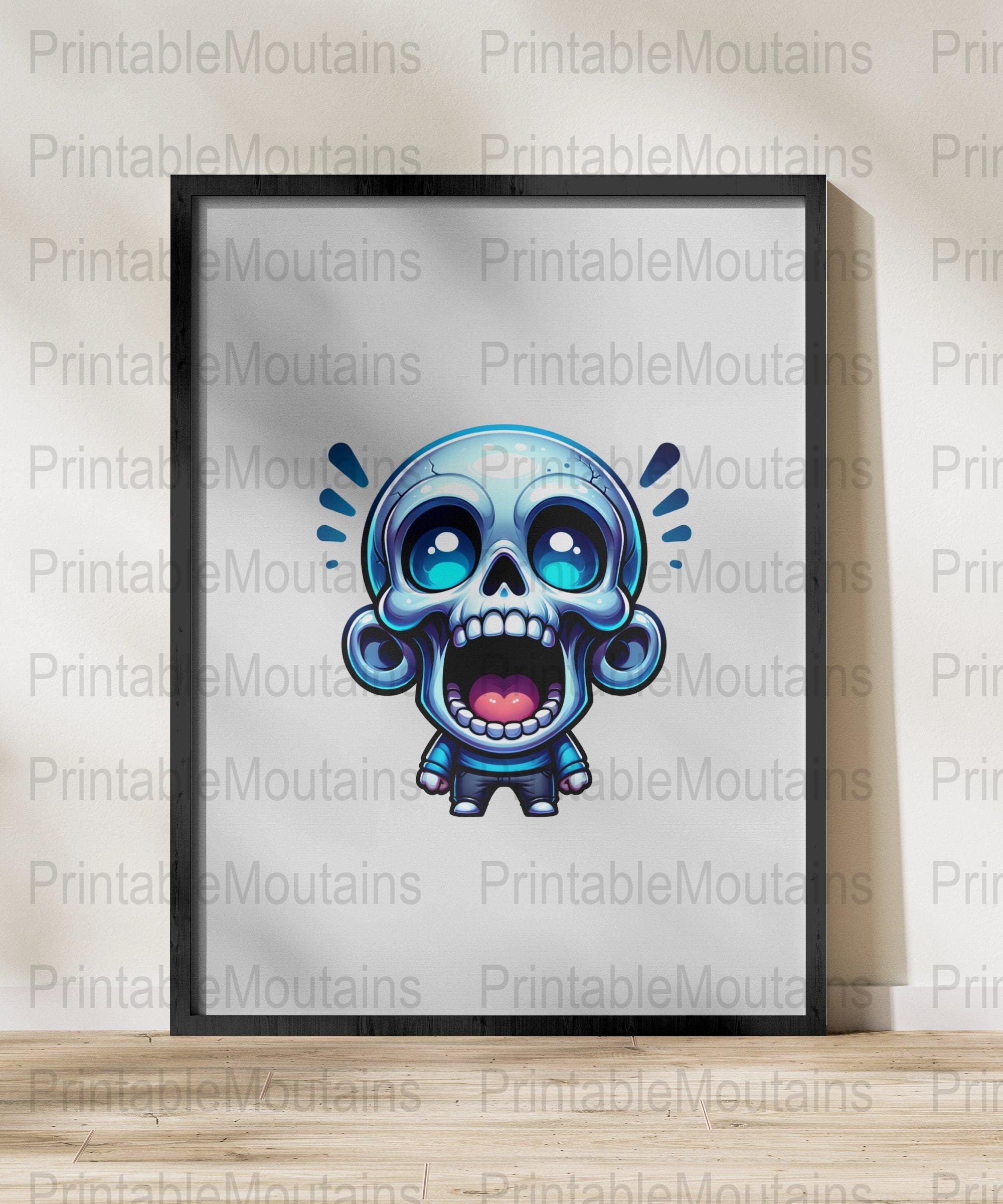 Screaming Skull Cartoon Image - Digital Download for DIY Projects ...