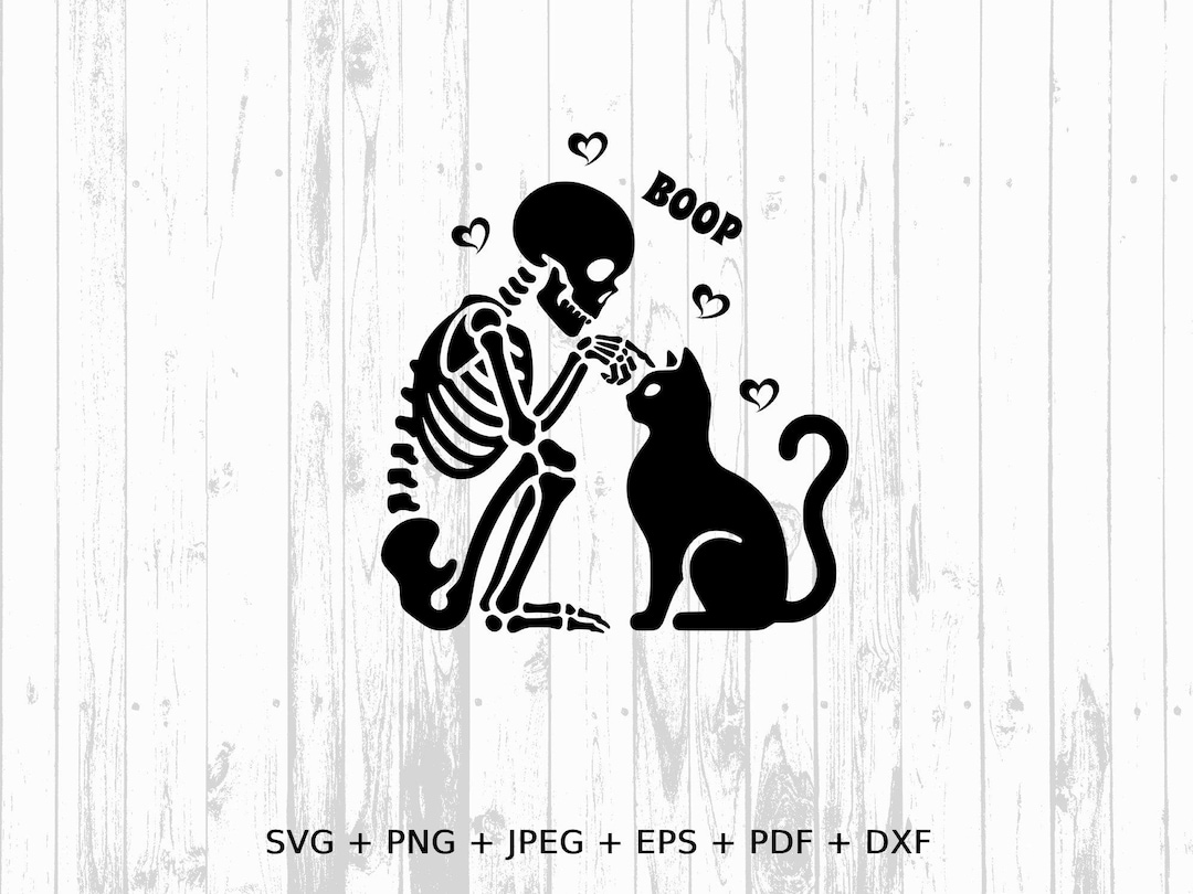 Skeleton Cat Boop Svg, Png, Jpg, Eps, Pdf, Dxf, Fun Cat Art, Halloween ...