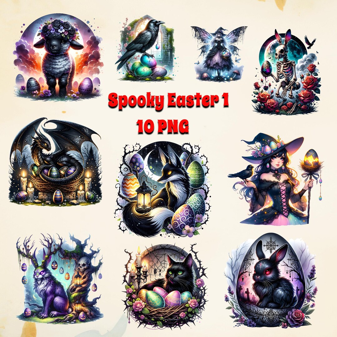 Spooky Easter PNG Bundle, Horror Easter Graphic Set, Creepy Holiday ...