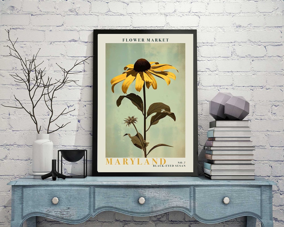 Maryland Black-eyed Susan Flower Market Print Poster, Version 2 ...