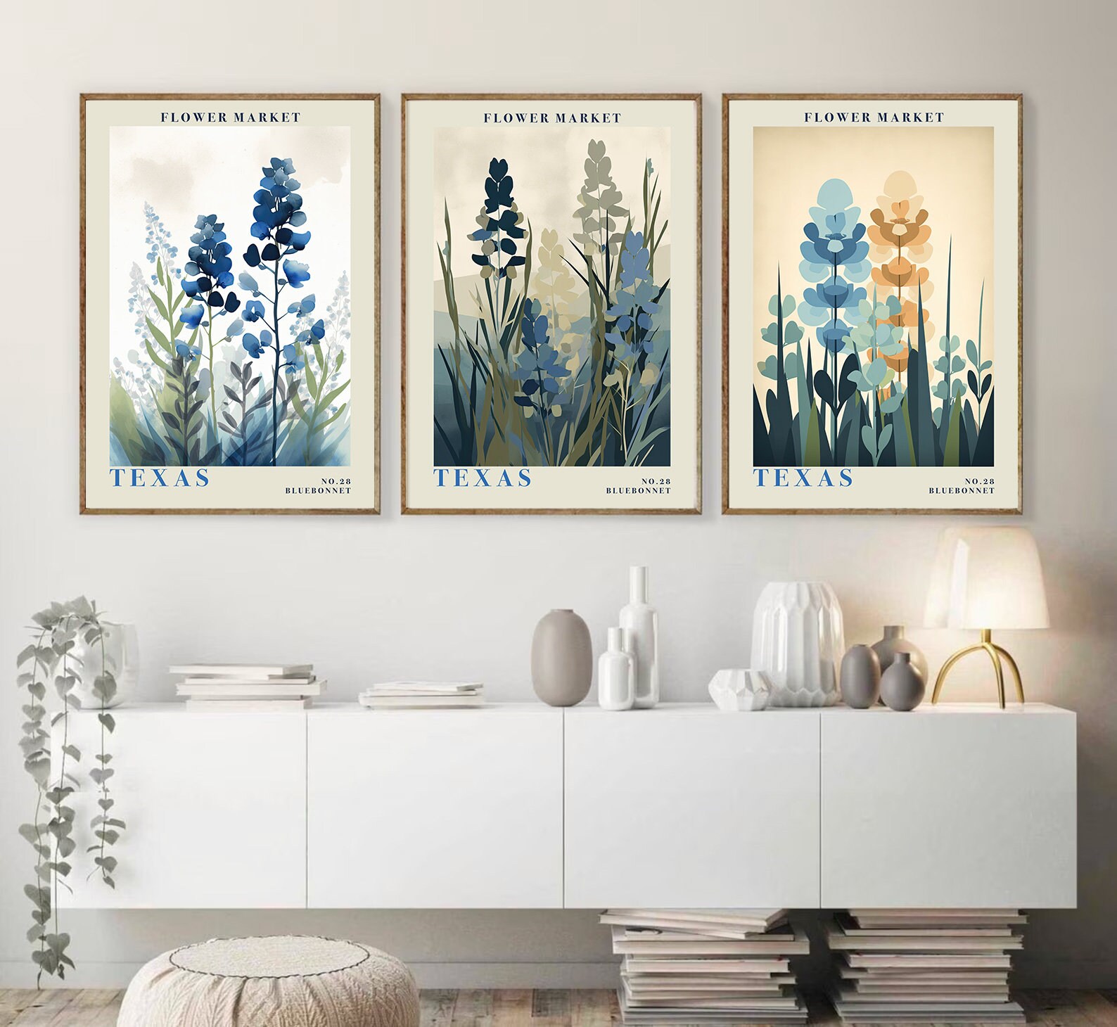 Texas Bluebonnet Flower Market Fine Art Printed Posters, Individual ...