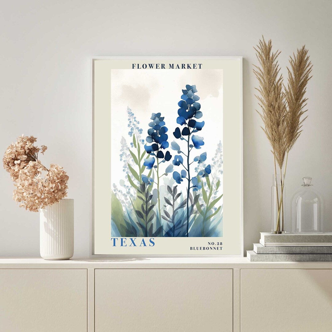 Texas Bluebonnet Flower Market Print Poster, 101, Texas State Flower ...
