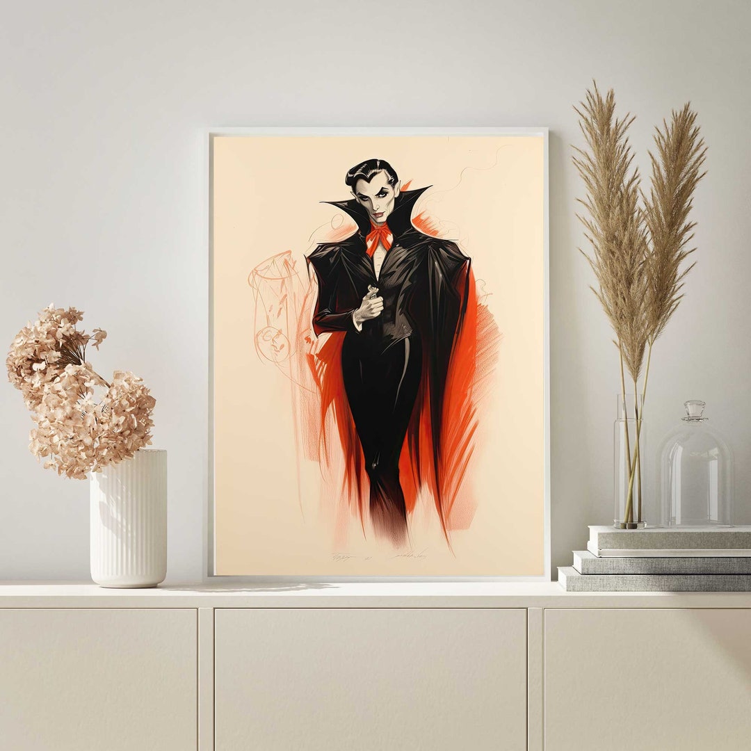 Vintage Vampire Print, Vampire Art, Vampire Painting,vampire Wall Art ...
