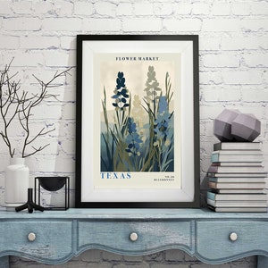 Texas Bluebonnet Flower Market Print Poster, 103, Texas State Flower ...