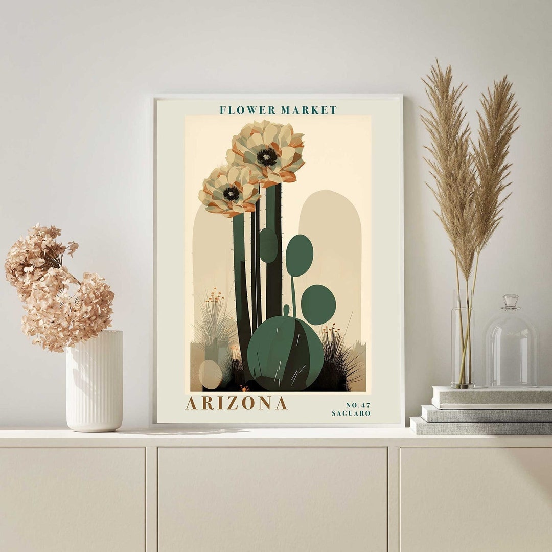 Arizona Saguaro Flower Market Fine Art Printed Posters, Individual ...