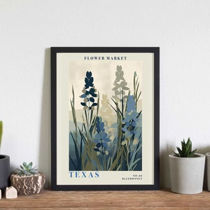 Texas Bluebonnet Flower Market Print Poster, 103, Texas State Flower ...