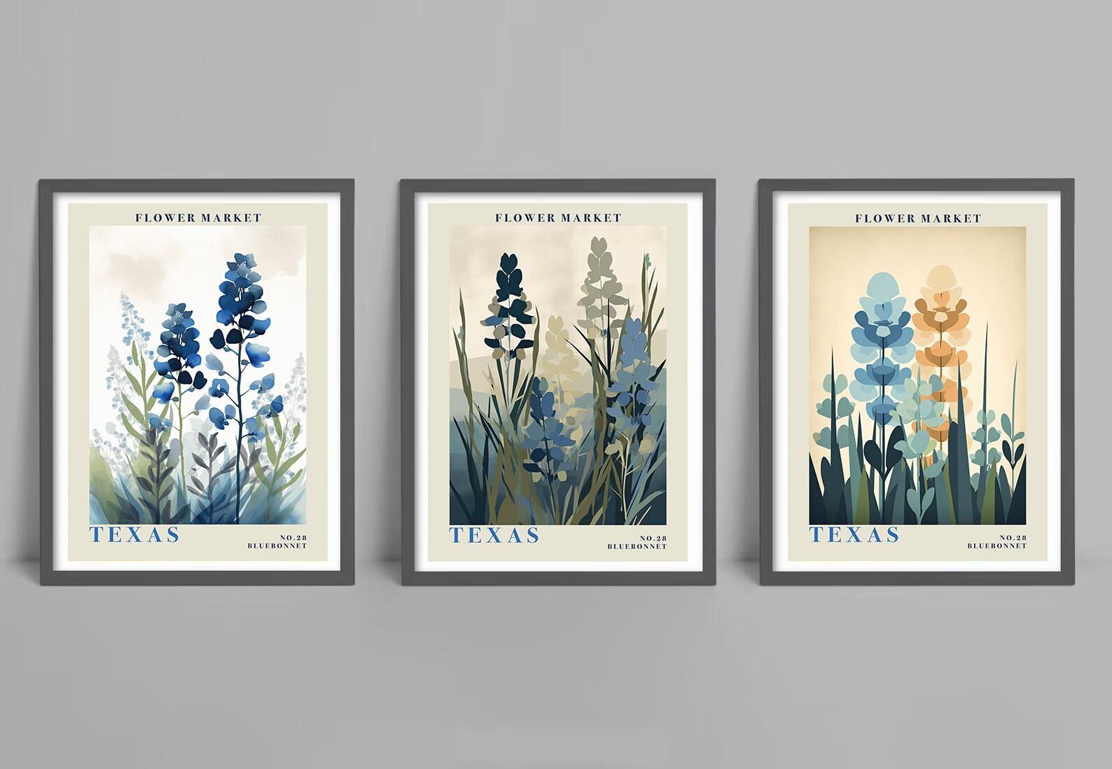 Texas Bluebonnet Flower Market Fine Art Printed Posters, Individual ...