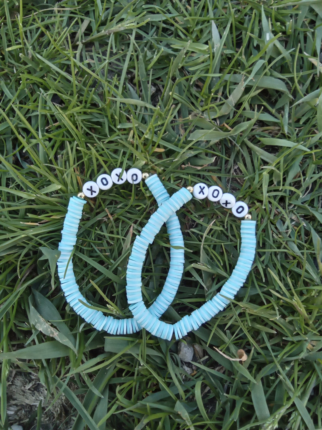 Blue Xoxo Clay Bead Bracelet - Etsy