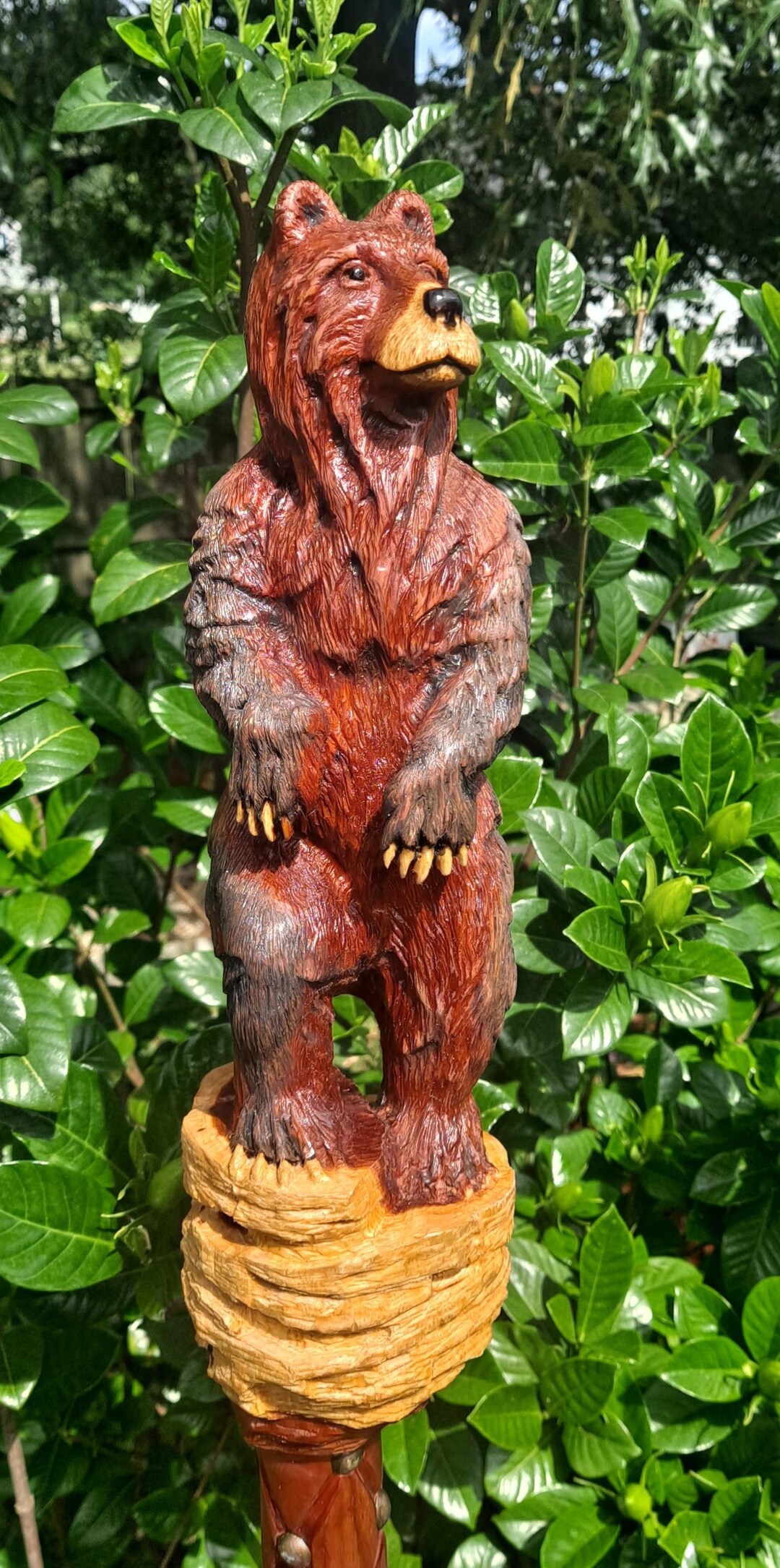 Hand Carved Bear Walking Stick - Etsy