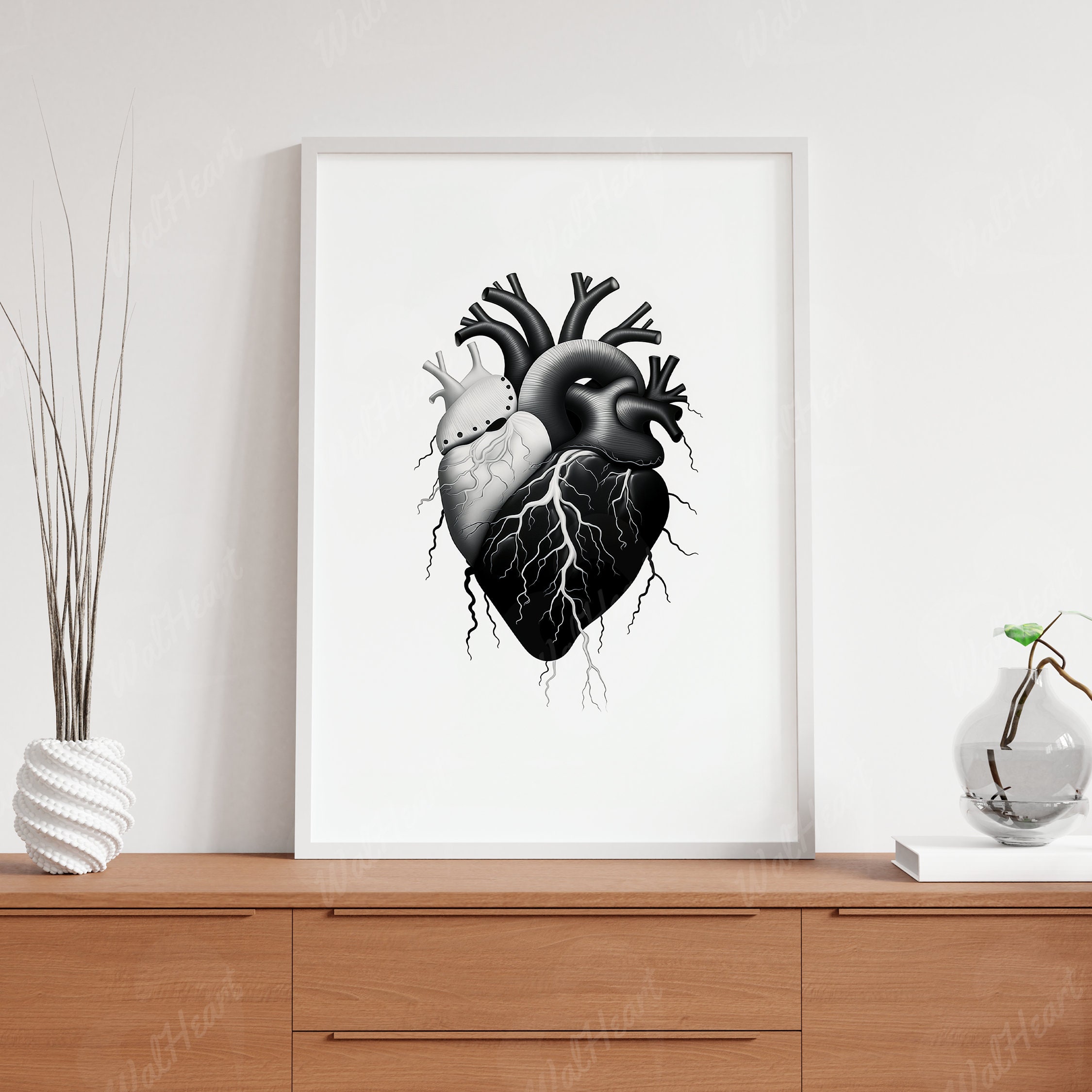 Abstract Human Heart Art Anatomy Heart Poster Gothic Heart Illustration ...