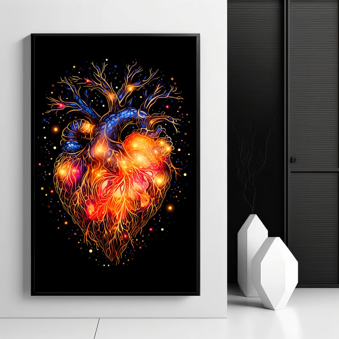 Mystical Heart Art Printable Anatomical Heart Cosmic Art - Etsy