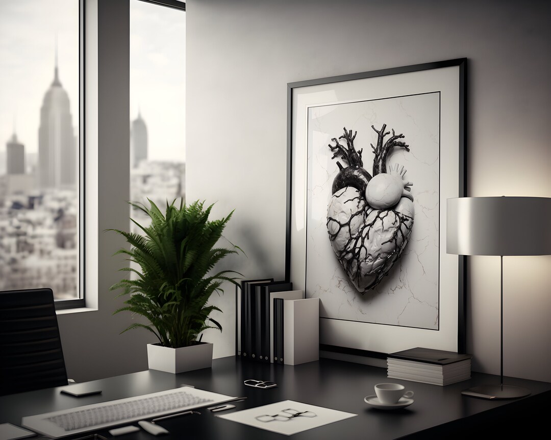 Human Heart Art, Abstract Medical Art, Doctor Office Decor, Cardiology ...