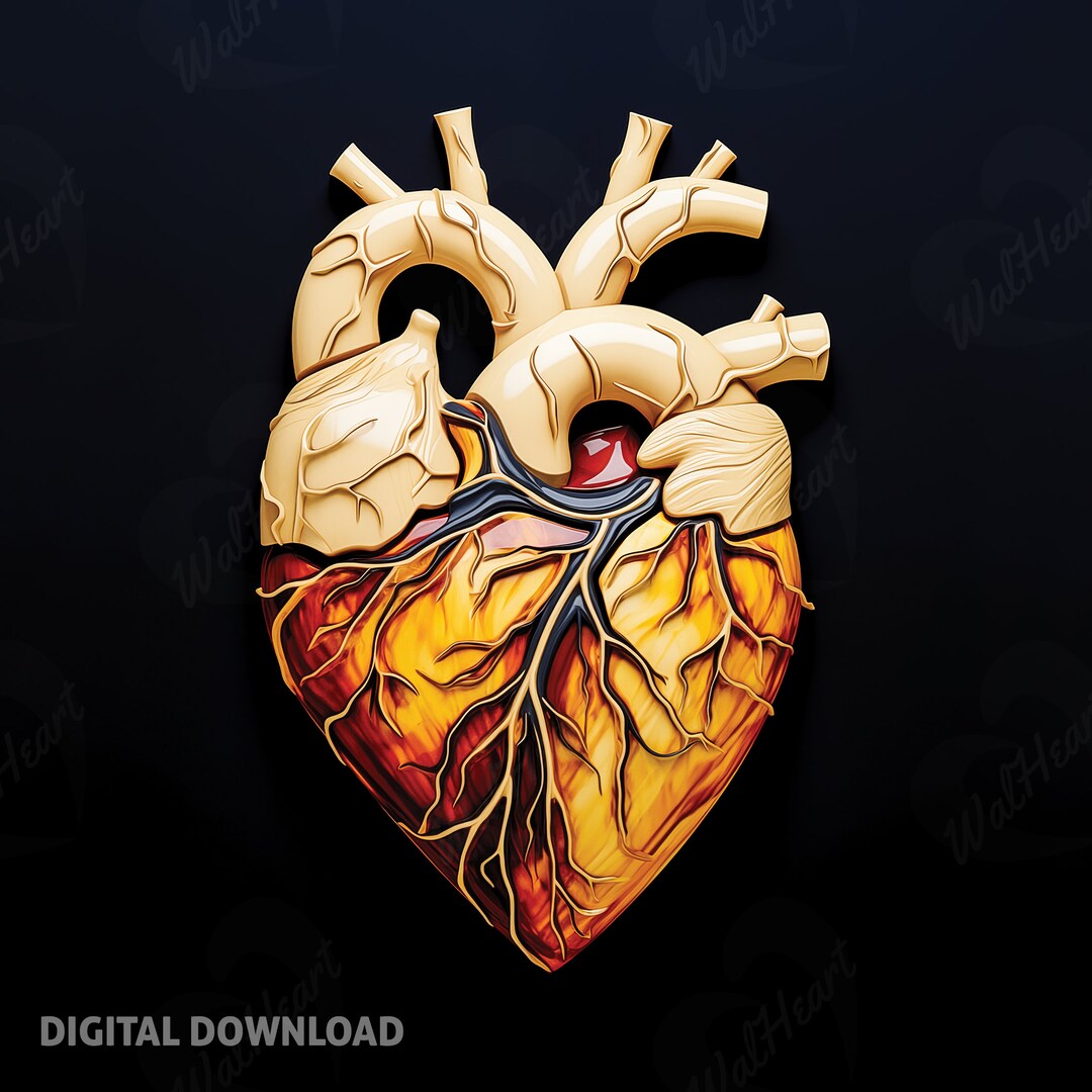 Abstract Human Heart Art Anatomical Heart Illustration Gothic Heart ...