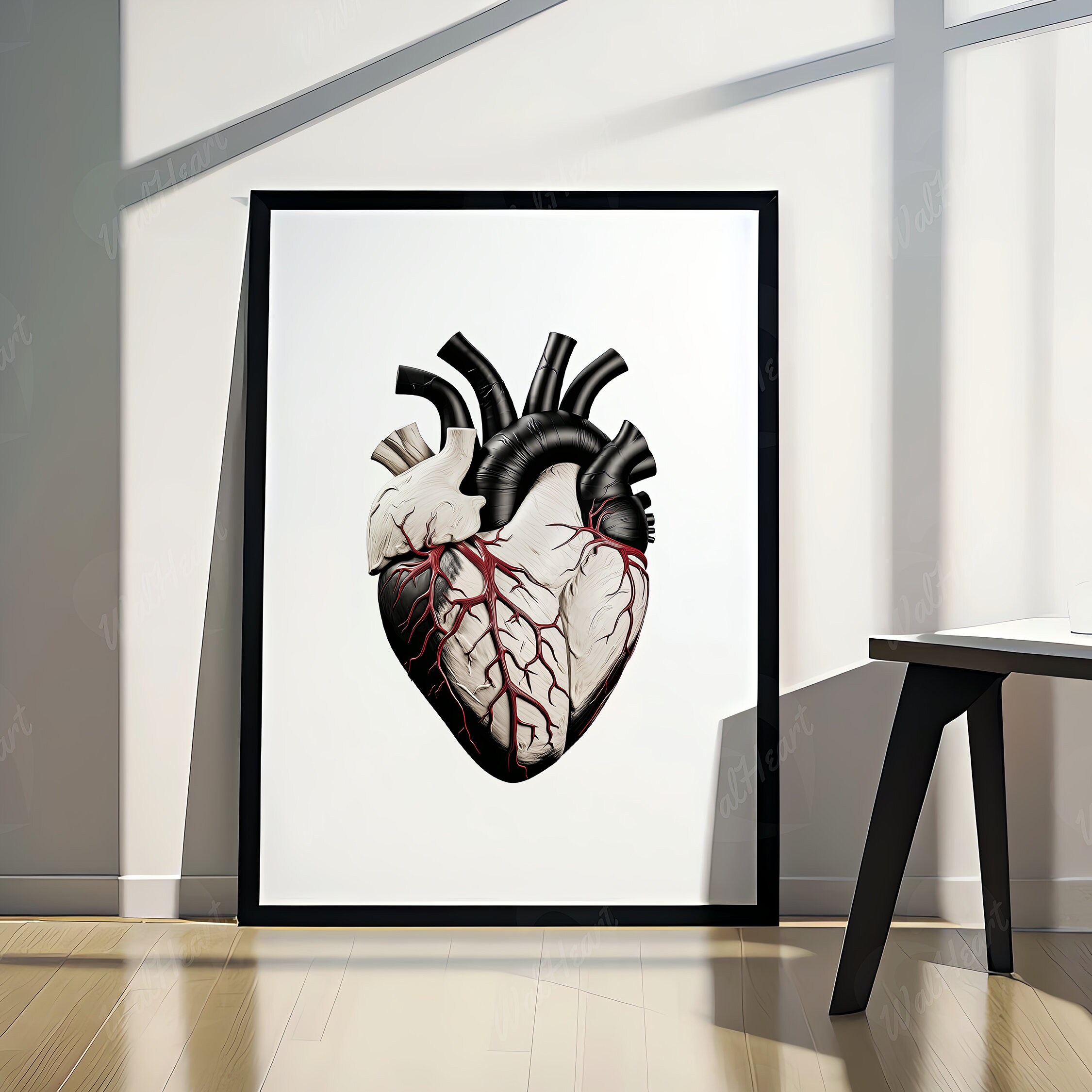 Human Heart Abstract Art Poster Anatomical Heart Wall Art Digital Heart ...