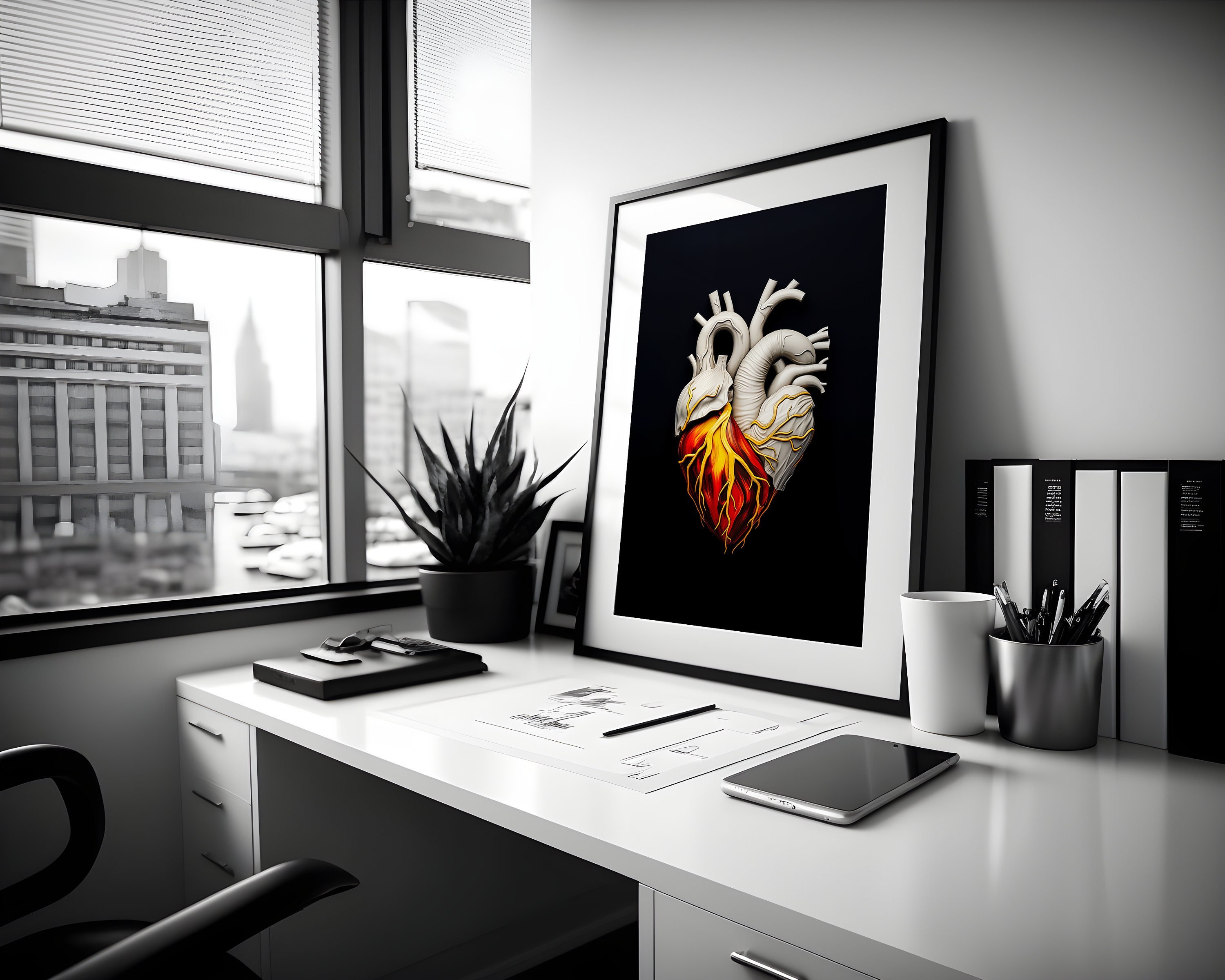 Gothic Human Heart Art 3D Heart Anatomy Wall Decor Abstract Art Digital ...