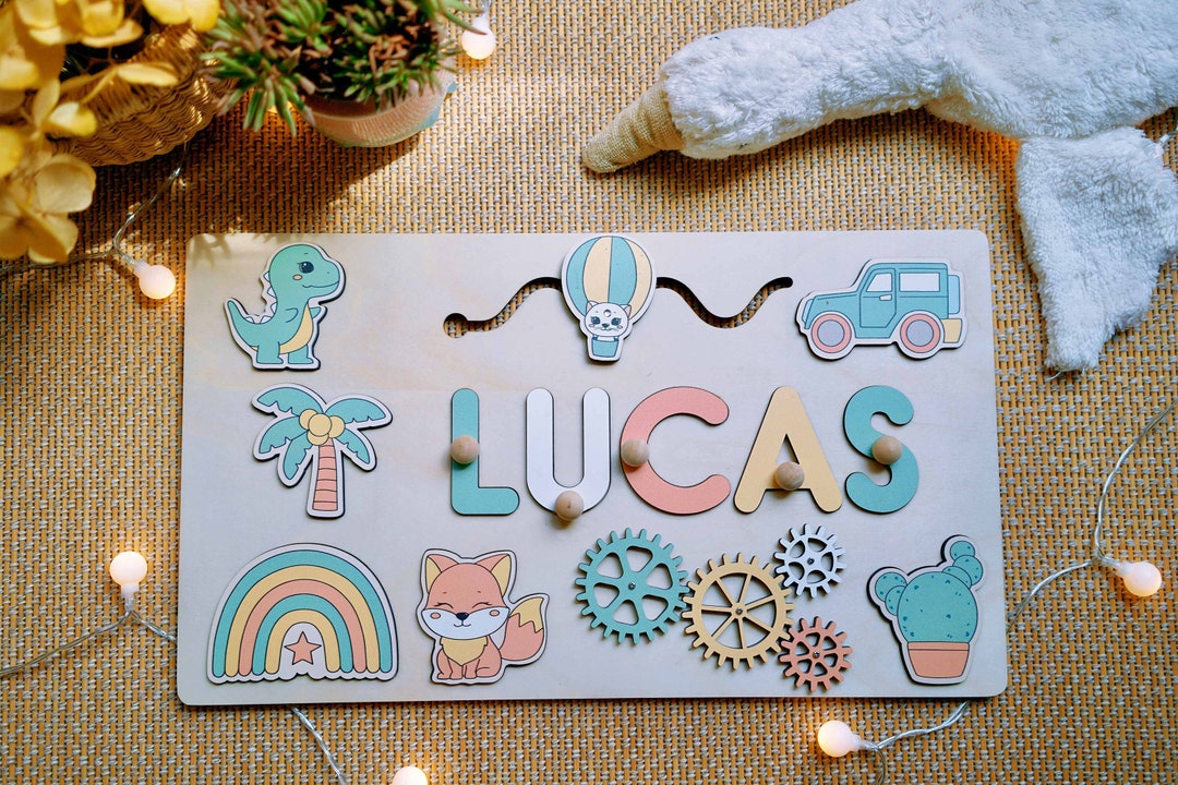 Personalized Busy Board Puzzle, Busy Wooden Montessori Toy, Board Name ...