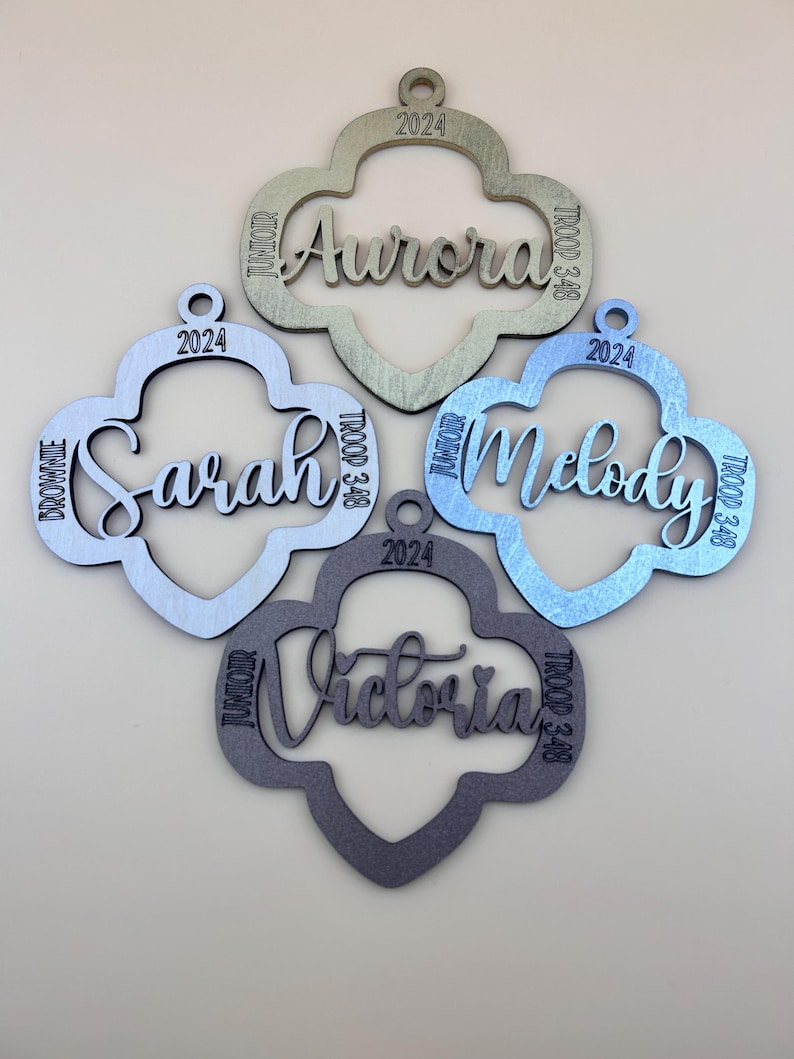 Cadette Scout Ornament, Personalized Gold Silver Bronze Daisy Troop ...