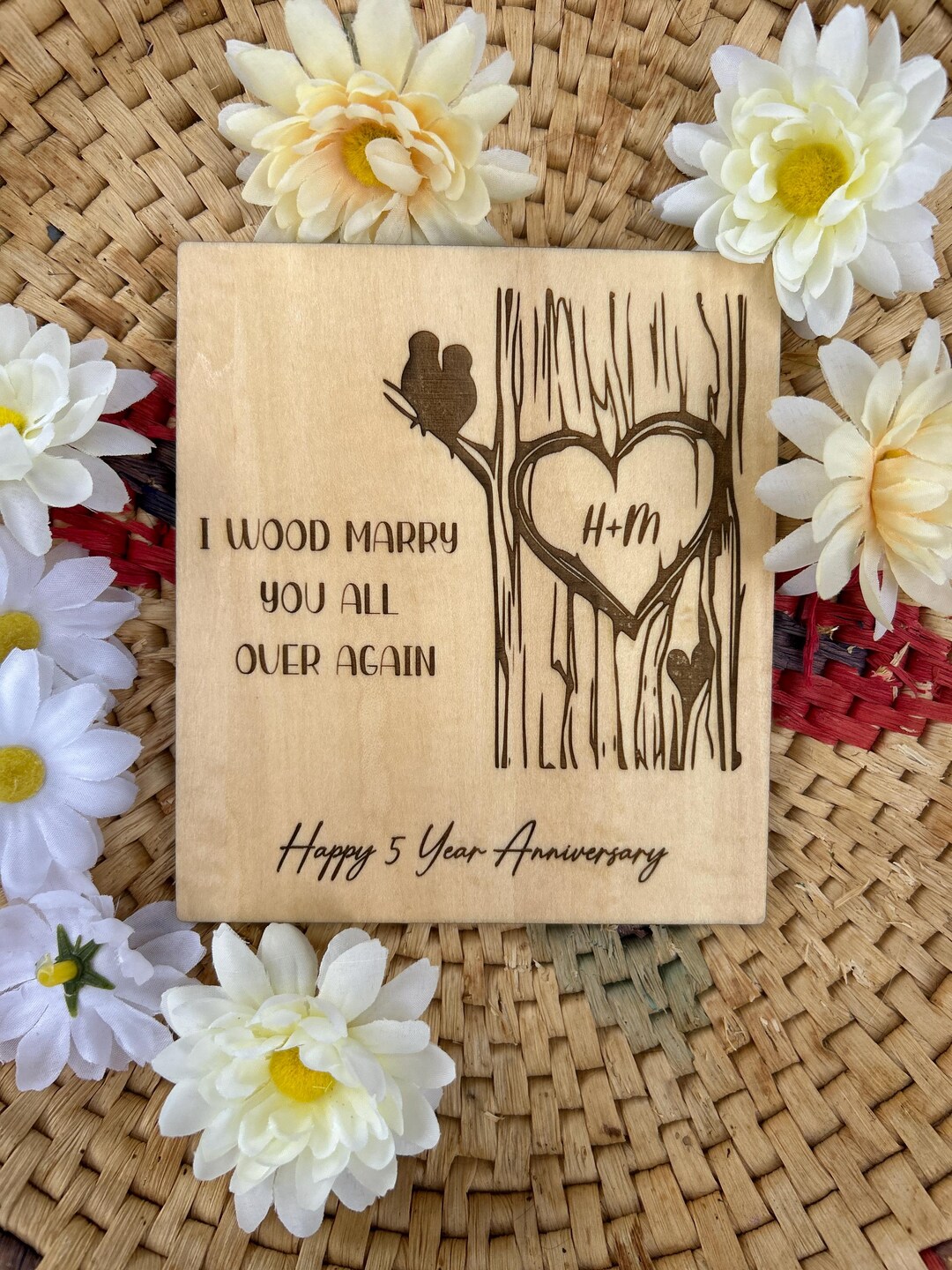 5th Year Anniversary Card, I Wood Marry You All Over Again ...