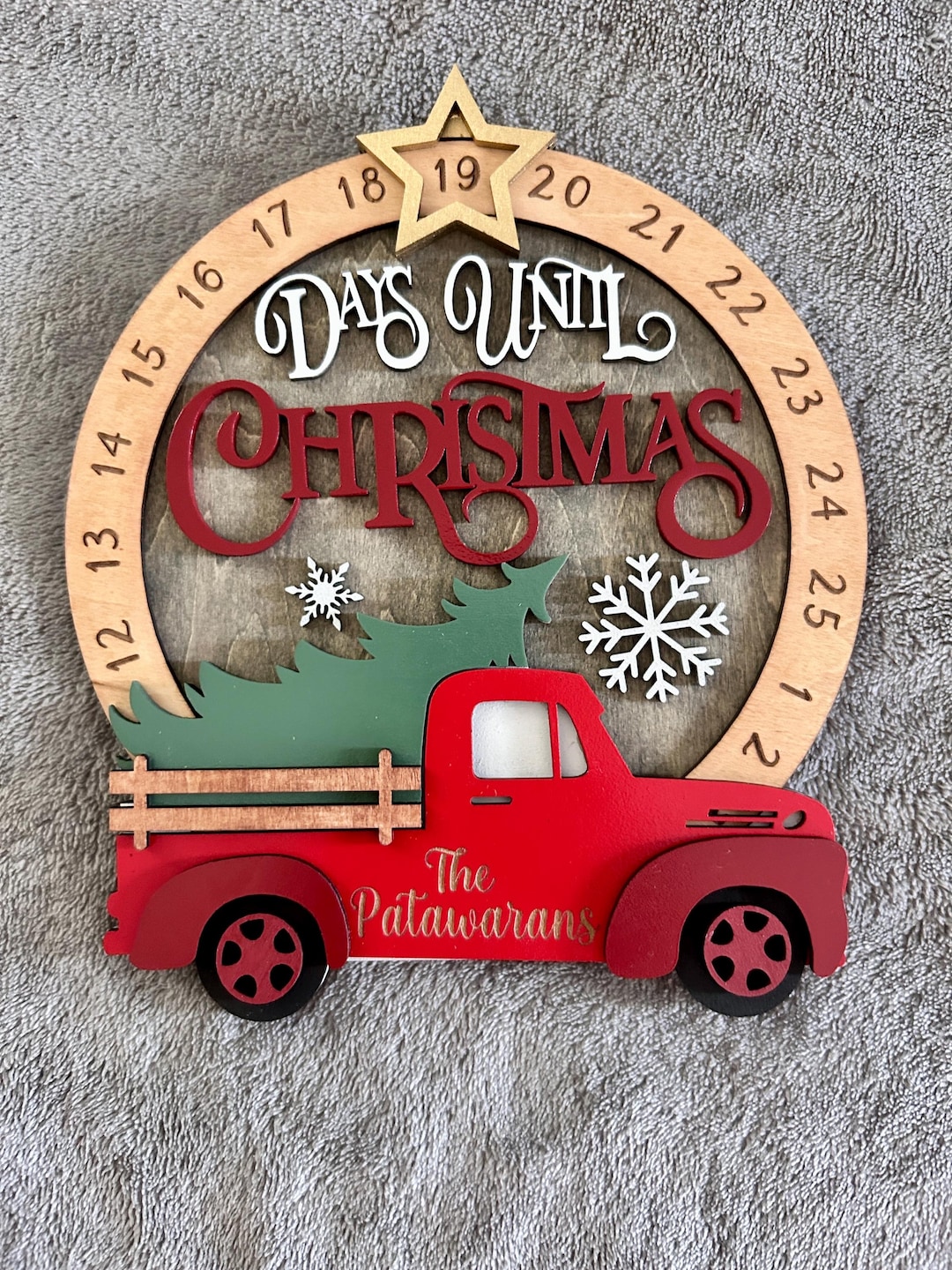 Personalized Christmas Countdown Sign, Handcrafted Wooden Christmas ...