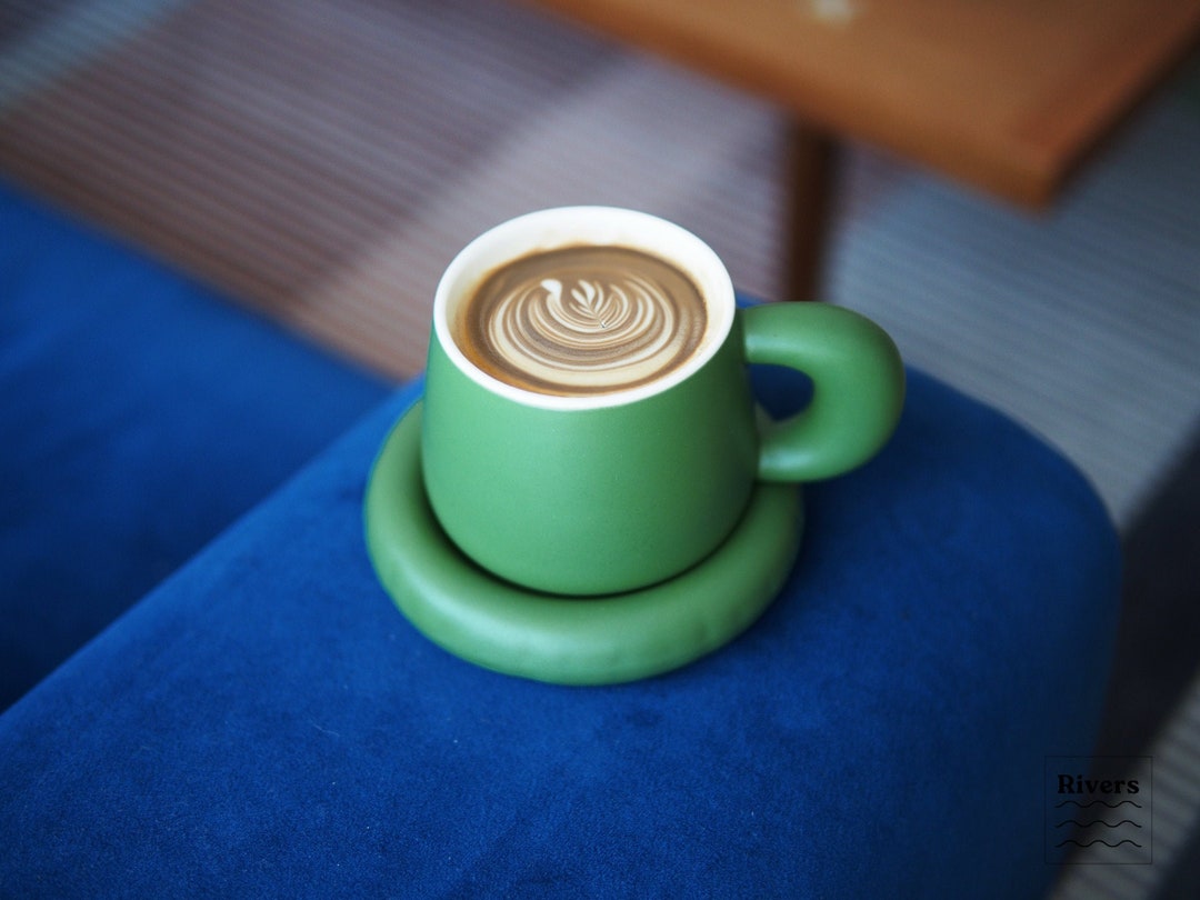 Handmade Ceramic Coffee Mug Set: Nordic Morandi Cup and Saucer - Etsy