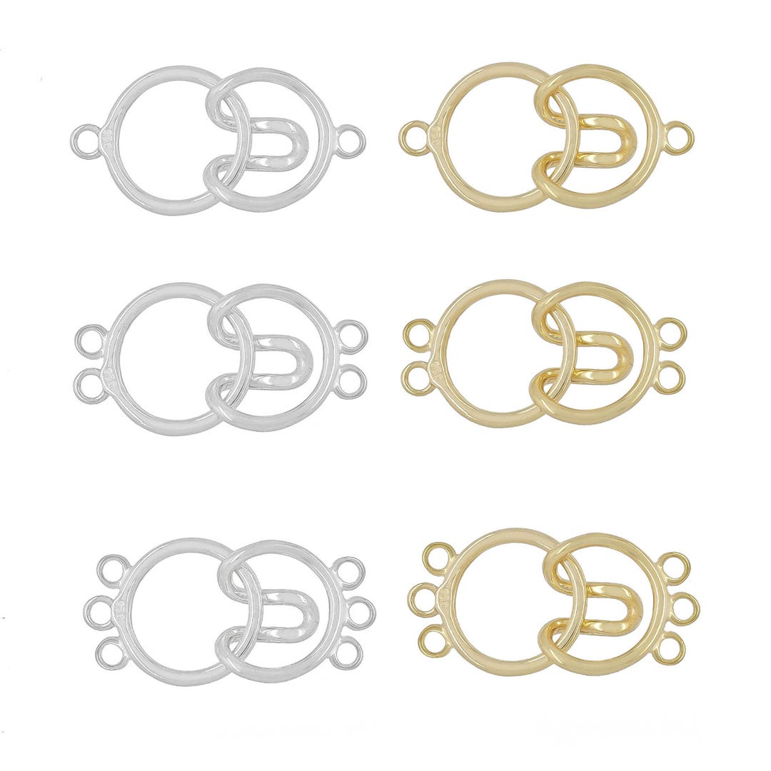 Sterling Silver 1/2/3-strand Round Necklace Bracelet Hook & Eye Clasp ...