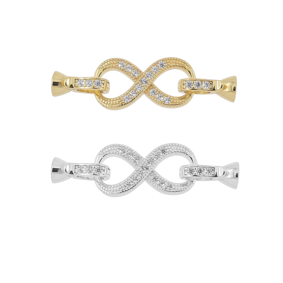 Sterling Silver CZ 1-strand Infinity Symbol Pendant Necklace Hook & Eye ...