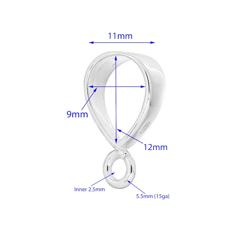 1PC Large Sterling Silver Pendant Clasp Bail Connector With Heavy Duty ...