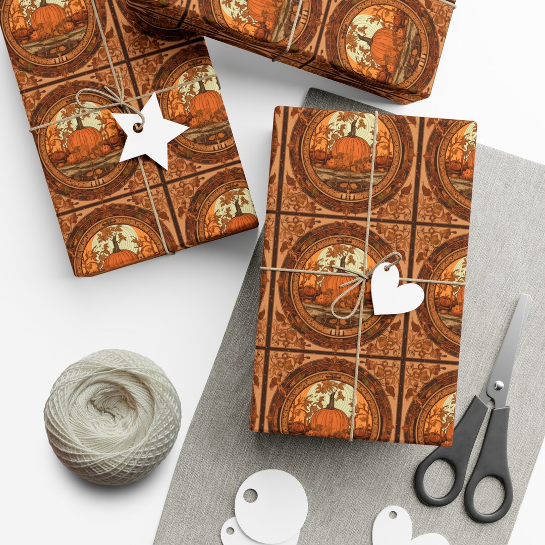 Fall Pumpkin Gift Wrap Paper / Pumpkin Paper / Fall Wapping - Etsy